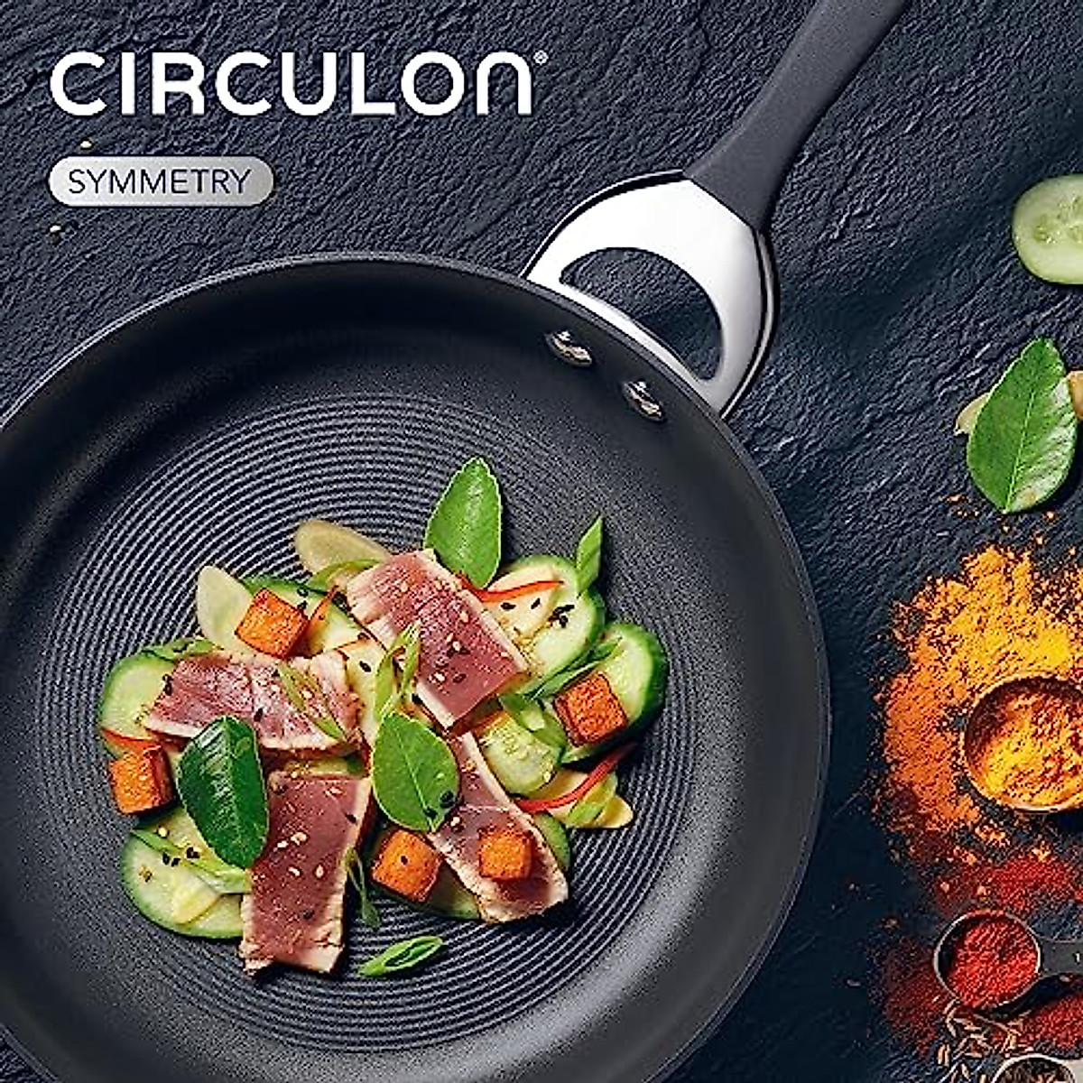 Circulon Symmetry Hard-Anodized Nonstick Frying Pan, 8.5-Inch, Black