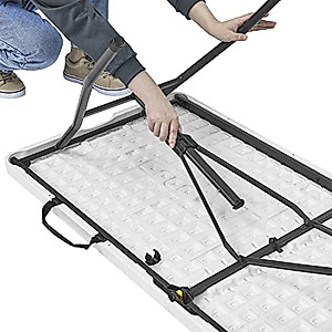 Living and More 5ft Half Folding Table, Portable Tables for Dining Parties Card Picnic Camping, White