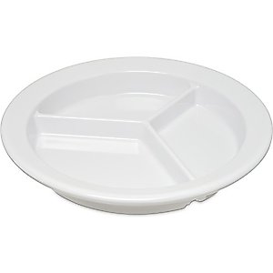 Carlisle FoodService Products 4351602-E Melamine 3-Compartment Deep Plate, 9", White