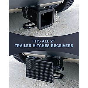Metal American Flag Trailer Hitch Cover for 2 inch Receivers, Black