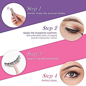 Magnetic eyelashes with eyeliner Kit,5 Pairs Different Reusable Magnetic Lashes,Natural Look False Lashes with Tweezers and Eyeliner