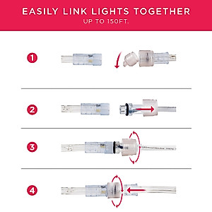 UltraPro LED Rope Lights, 50ft Classic Clear Rope, Warm White Light 3000K, Indoor/Outdoor, Flexible, Linkable, Durable, Rope Lights Outdoor, 54505