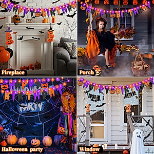 St Patrick's Day Happy Birthday Banner with Green Light, Glitter Irish Shamrock Hat LED Decorations, 8 Modes 10 Feet String Light Party Supplies(Pumpkin)