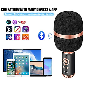 BONAOK Wireless Bluetooth Karaoke Microphone, Portable Mic Singing Machine for PC/All Smartphones Home Party Indoor Outdoor Q3(Gray)