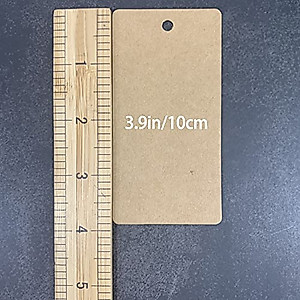 100 PCS Kraft Paper Gift Tag, Blank Rectangle Marking Tags,Price Tags with 100ft Natural Jute Twine, 3.9" x 1.9" ,Brown