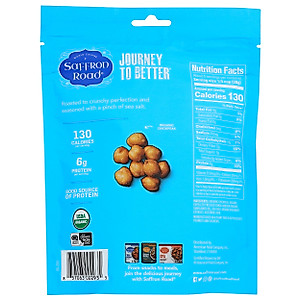 Saffron Road Organic Sea Salt Crunchy Chickpea Snack, 6oz - USDA Organic, Gluten Free, Non-GMO, Halal, Kosher, Vegan