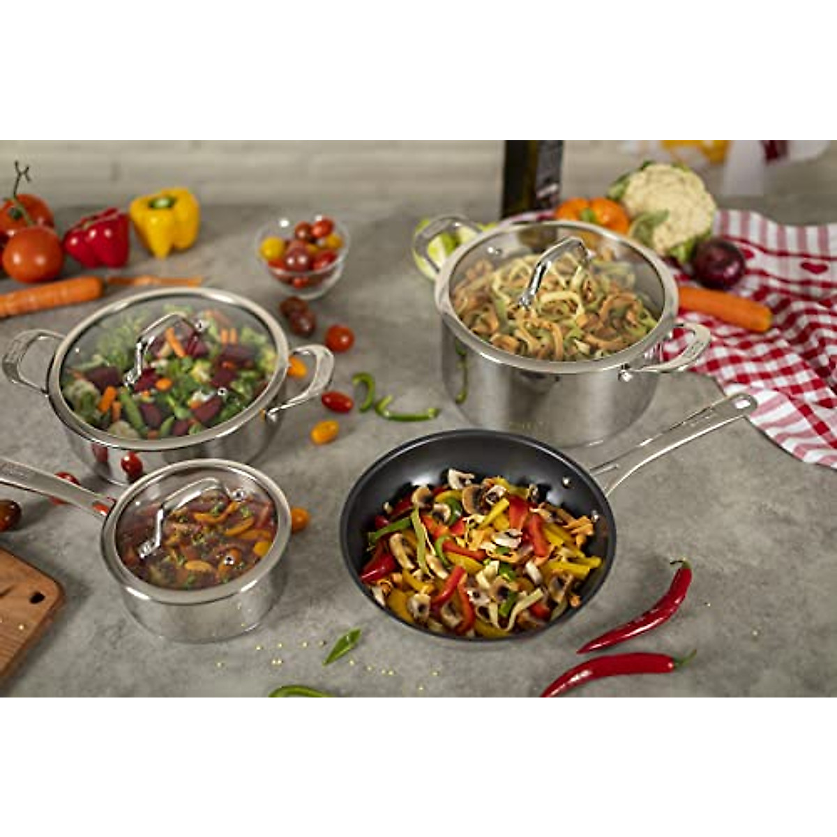 KUHN RIKON Allround Oven-Safe Induction Non-Stick Wok, 24 cm, Stainless Steel, Silver