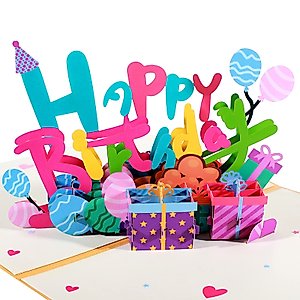 Eersida Happy Birthday Pop up Card for Women 8 x 6 Inch Pop up Birthday Card for Women men Adults Friends(Fresh Style)