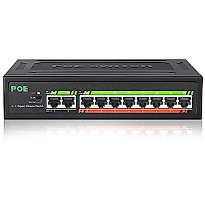 TEROW PoE Switch, 10 Port Gigabit Ethernet Network Switch( 8 PoE+ Port with 2 Extra Uplink Port), 802.3af/at Compliant | Plug & Play | Shielded Ports | Traffic Optimization | Fanless Quiet