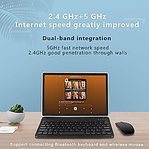YESTEL Android 11 Tablet 10.1 inch 2 in1 Tablets with 2.0Ghz Octa-Core Processor, 4GB RAM 64GB ROM(Expand to 512GB), 2.4G+5G WiFi, Bluetooth5.0, 8000mAh Battery, Keyboard & Mouse Included-Blue