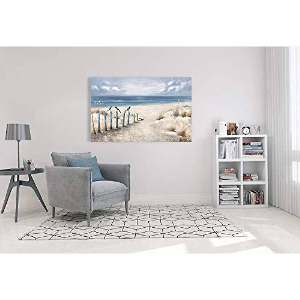 Yihui Arts Beach Canvas Wall Arts with Textured 3D Seascape Blue Oil Painting Abstract Coastal Picture Modern Ocean Artwork for Living Room Bedroom Bathroom Decor