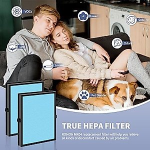 ROMON MK04 Air Filter Replacement for MK04 MG04JH Air Purifier, 4-Layers H13 Ture HEPA, High-Efficiency Activated Carbon Filter, Standard Version, 2 Pack
