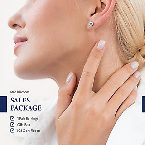 The Diamond Channel 0.50-6 CARAT Lab Diamond Stud Earrings for Women 14 Karat Gold Round Earrings 4 Prong Setting with Screw Back and Posts Studs (F-G Color, VS1-VS2 Clarity) (1.00 cttw, white-gold)