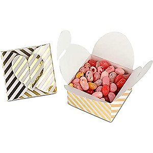 Sparkle and Bash Gold Foil Striped Party Favor Gift Boxes (2.6 x 2.6 x 1.6 Inches, 100 Pack)
