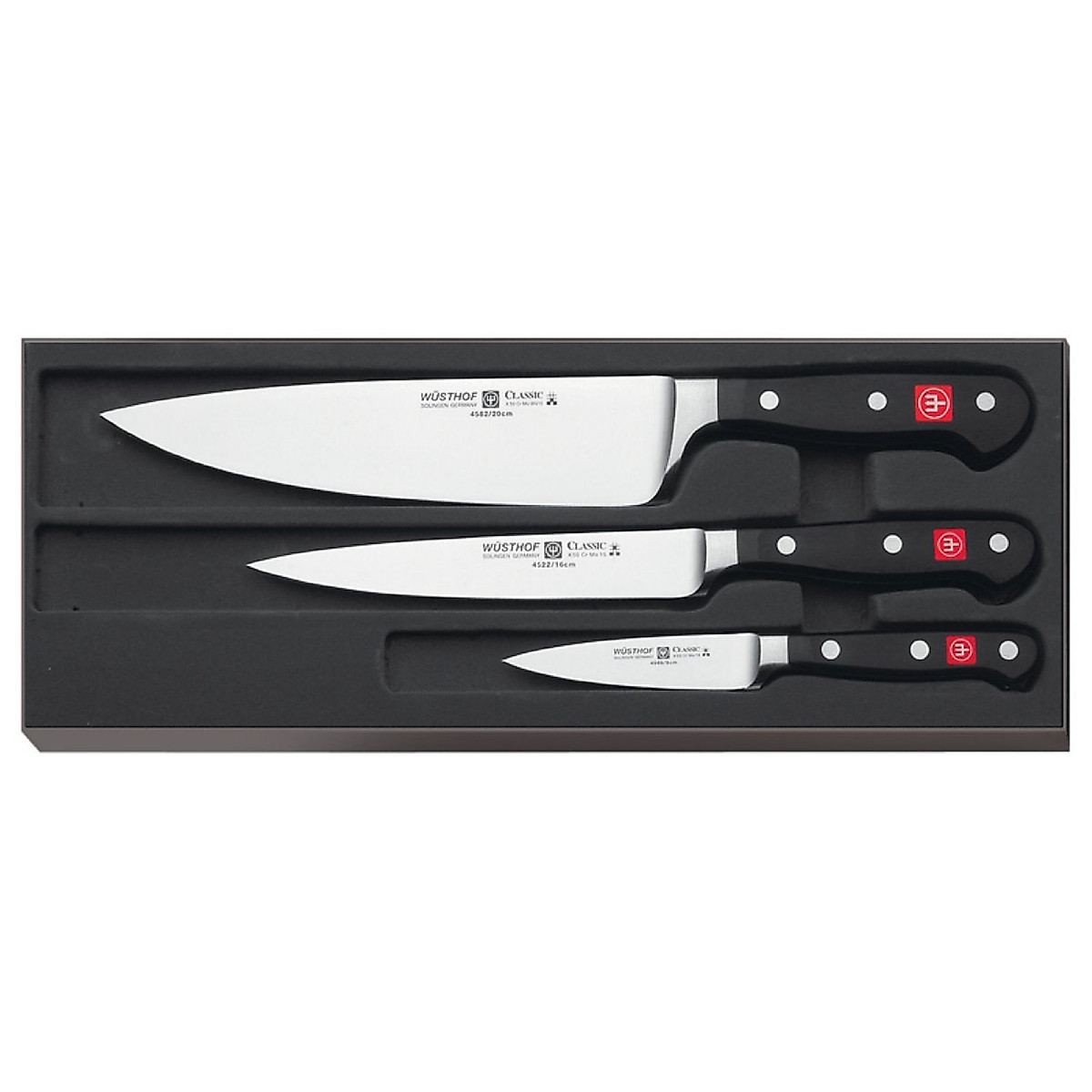 Wüsthof - Three Piece Cook’s Set - 3 1/2" Paring Knife, 6" Utility Knife, and 8" Cook’s Knife (9608)
