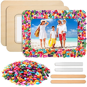 2 Packs Make Your Own Frame Kit for Kids Decorate Your Own Wooden Photo Craft Kits Unfinished DIY Picture Frame with Colorful Shells for Teens Girls Fun Activity Birthday Festival Gifts Supplies