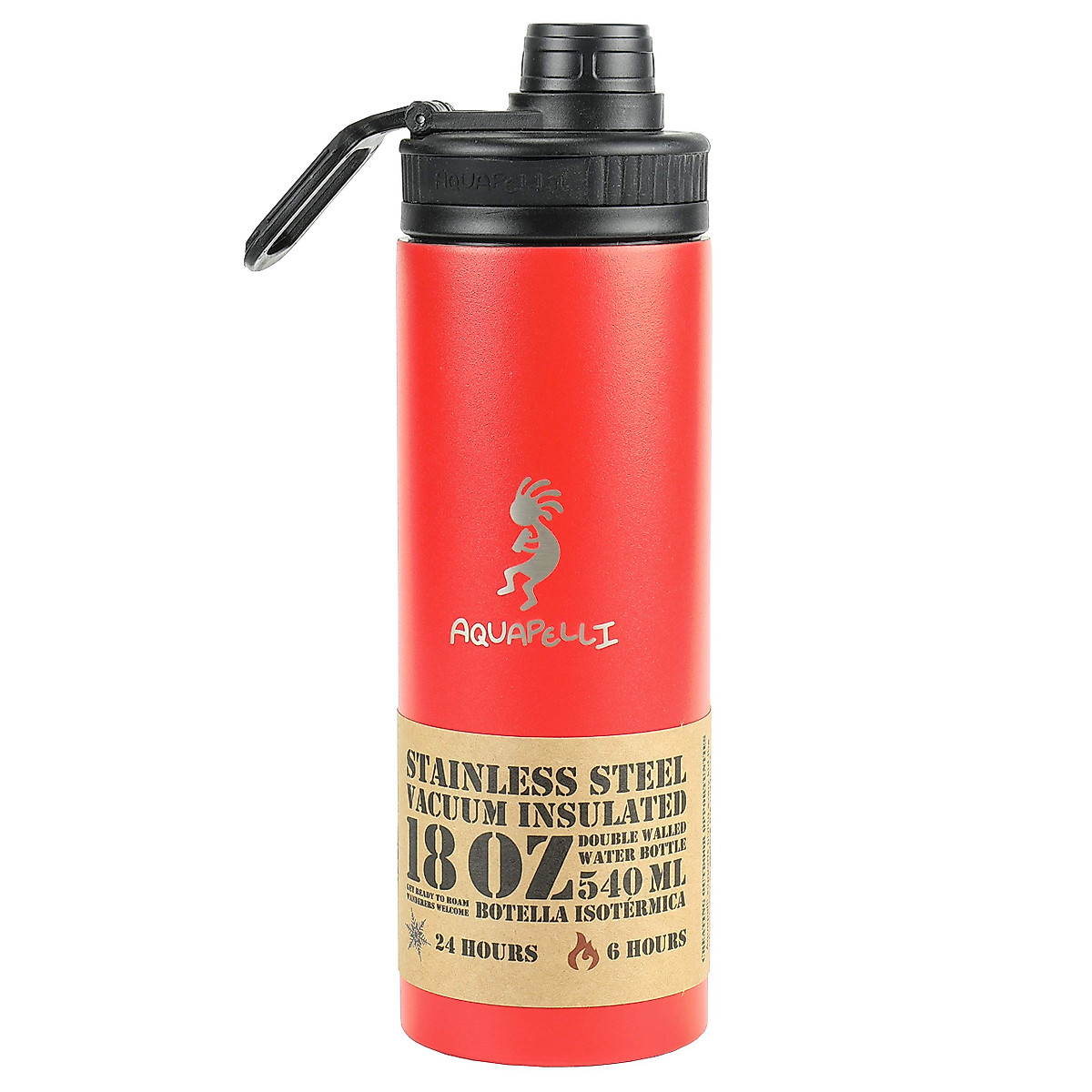 Aquapelli Vacuum Insulated Water Bottle, 18 ounces, Aurora Red
