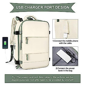 coowoz Large Travel Backpack For Women Men,Carry On Backpack,Hiking Backpack Waterproof Outdoor Sports Rucksack Casual Daypack travel essentials（White Green）