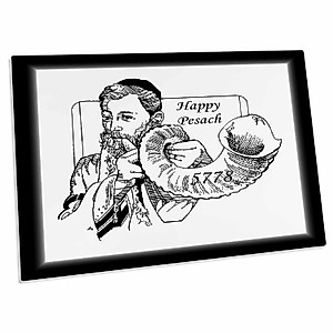 3dRose Image of Happy Pesach 5778 with Blowing of Shofar - Desk Pad Place Mats (dpd-269633-1)