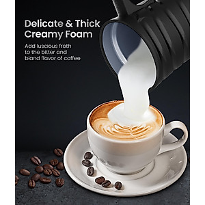 Milk Frother, SAIBOKE 4-in-1 Electric Milk Steamer，Automatic Hot & Cold Foam Maker, 8.8oz/260ml Milk Warmer for Latte, Cappuccinos, Macchiato. Ultra-Quiet Working & Automatic Shut Off.