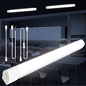 2FT LED Shop Light for Garage Linkable,3000lm,30W Utility Light Fixture,5000K Daylight LED Workbench Light With Power Cord,Lights for Garages,Workshops,Basements,Hanging or Surface Mount,White