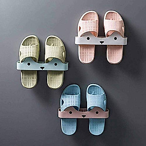 ANMMBER Slippers Rack Shoes 1 Wall Mounted ABS Collapsible Holder Hanger Foldable Towel Storage with Self Adhesive for Bathroom (Color : E)