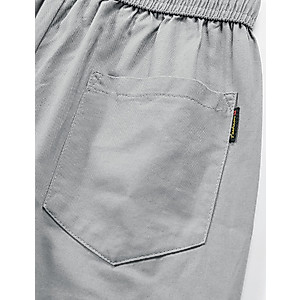 ELETOP Men's Cargo Shorts Casual Cotton Elastic Waist Work Shorts Drawstring Big Tall Classic Stretch Shorts A901 Silver Grey 4XL