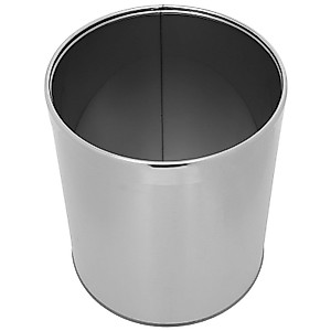 Luxshiny Stainless Steel Round Trash Can Hotel Trash Can Garbage Bin Large Trash Bin Stainless Steel Trash Bin Stainless Steel Trash Can Wastebasket Garbage Can for Bedroom Waste Bins