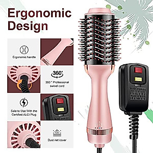 Cosermart Hair Dryer Brush 4 in 1 Blow Dryer Brush with Comb, Upgraded Hot Air Brush with Negative Ion Anti-frizz Blowout Brush Hair Dryer for Drying, Straightening, Curling, Salon, Hair Volumizer