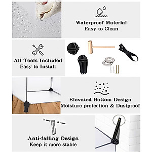 Homywish Cube Storage Organizer 6-Cube Closet Storage Shelves with Wooden Hammer DIY Closet Cabinet Room Storage Bookshelf Plastic Square Organizer Shelving for Home, Office, Bedroom, White…