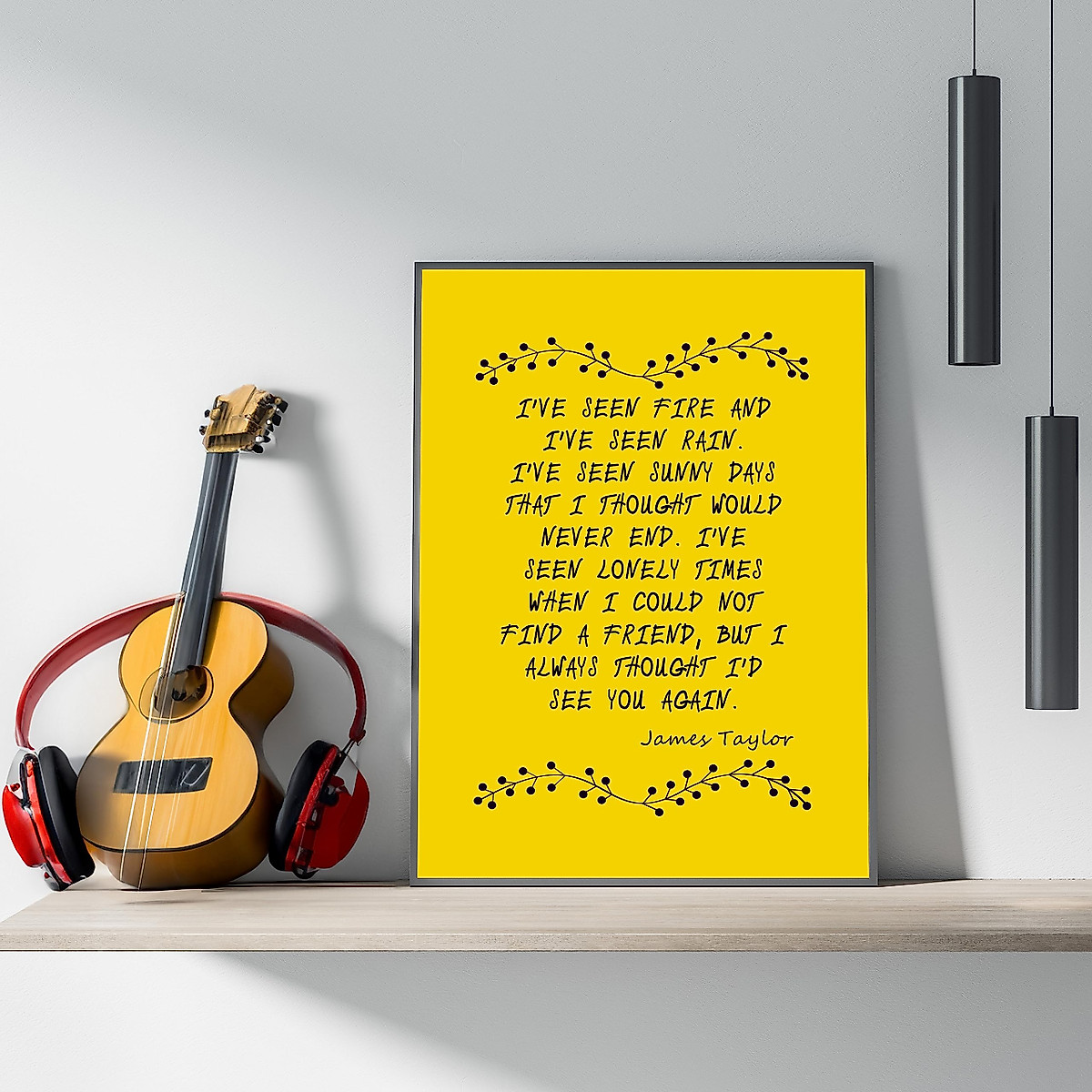 Fire And Rain - James Taylor Music Decor Wall Art, This Wall Decor Music Poster Print is a Great Vintage Decor For Music Room, Office Decor, Modern Home Decor, And Man Cave Room Decor, Unframed - 8x10