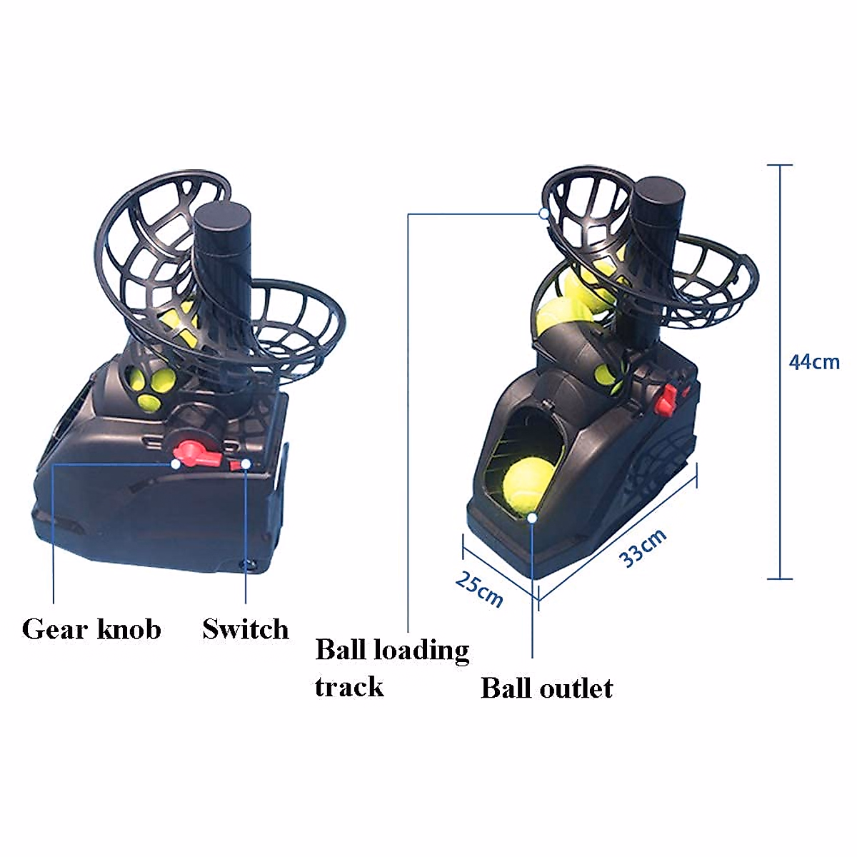 AnBt Tennis Machine Tennis Serving Machine Lightweight Tennis Toss Machine Plug in/Batteries 30 Balls