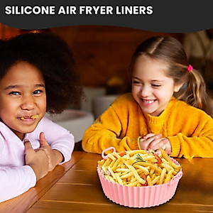 Mava Goods silicone air fryer basket liners, Reusable Air Fryer Silicone liners, pink airfryer silicone Basket Inserts for 3QT-5QT,Reusable Baking Tray Oven Accessories, 2 pack pink