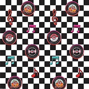 Amscan 50's Theme Checkered Scene Setter Room Roll Party Decorations, 48" x 40', Multicolor