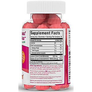 Maxi Health - Calcium Gummies with Vitamin D3 (60 Count) - 300 mg Coral Calcium & 1000 IU Vitamin D Gummy - Chewable Kosher Calcium D3 Gummies for Adults, Women, Men & Kids - Calcium Chews Supplement