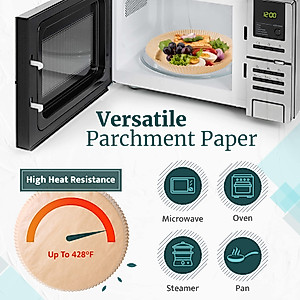 Kitchenific 100Pcs Air Fryer Liners Disposable 8 inch Round and 1 Air Fryer Magnetic Cheat Sheet - Airfryer Parchment Liners Bundle Set with a Cooking Times Chart Magnet for Enhanced Convenience