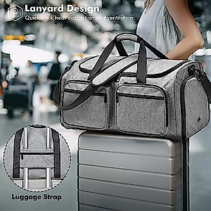 Duffle Bag for Men Travel, Large Duffle Bag Women Travel with Shoe Compartment Carry On Duffel Bag Waterproof 22 inch 50L Grey