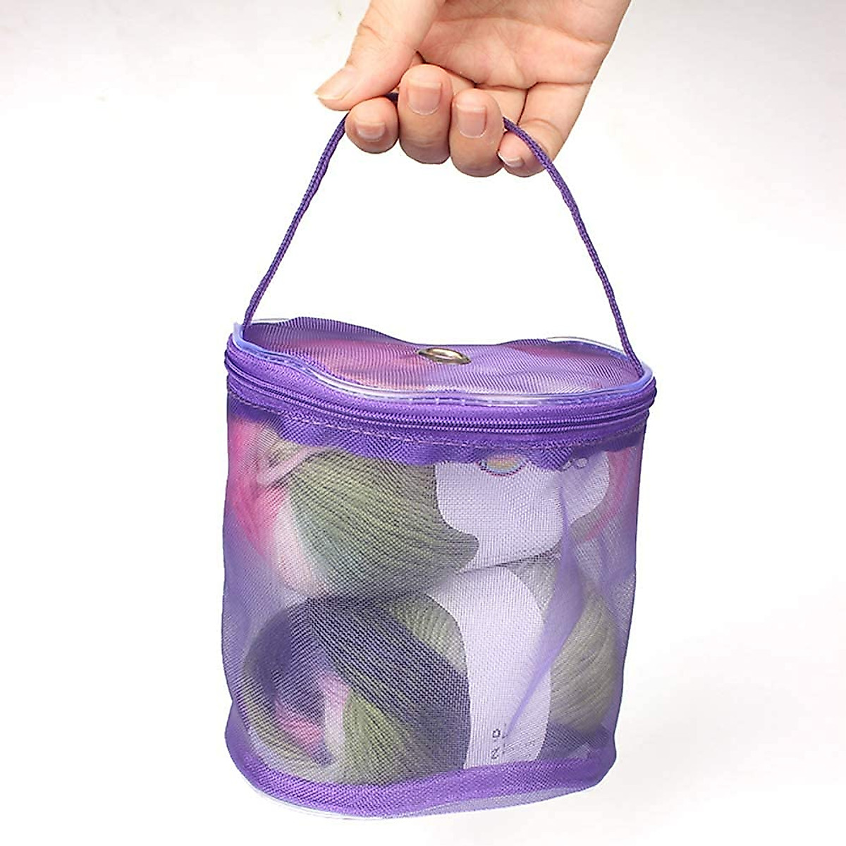 Yarn Storage Bag, 2pc Mesh Knitting Bag Round Yarn Balls Organizer for knitting lovers, Purple
