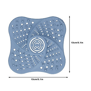 Shower Drain Hair Catcher, Durable Blue Square Hair Stopper Drain Cover, Drain Hair Catcher with Suction Cup for Bathroom Bathtub and Kitchen Easy to Install and Clean