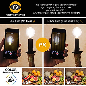 CRLight 3000K 6W Dimmable LED Candelabra Bulb Soft White, 65W Equivalent 650LM, E12 LED Light Bulbs, G16 Globe Clear Glass Chandelier Bulbs, Smooth Dimming Version, 6 Pack