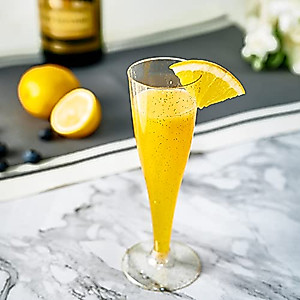 JOLLY CHEF 30 Pack Plastic Champagne Flutes Disposable 4.5 Oz Gold Glitter Plastic Champagne Glasses Perfect for Wedding, Thanksgiving Day, Christmas