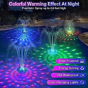 ChlorStar Solar Floating Pool Fountain with Underwater Lights Show, Solar Powered Water Fountain, Solar Fountain Pump with 6 Light Modes, Solar Water Pool Fountains for Inground Above Ground Pools-1PC