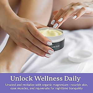 Magnesium Body Butter – Quick Ease for Tensed Legs, Tight Muscles & Sleep, Organic Ingredients with Pure Magnesium Oil, Exfoliating Topical Cream 4oz