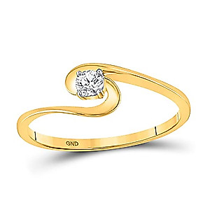 10kt Yellow Gold Womens Round Diamond Round Swirl Promise Ring 1/10 Cttw