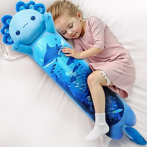 Caaaat Long Axolotl Plush, 20″ Cute Blue Axolotl Body Pillow - Long Axolotl Stuffed Animals Soft Kids Plushie Pillow Toys for Girls (Small)