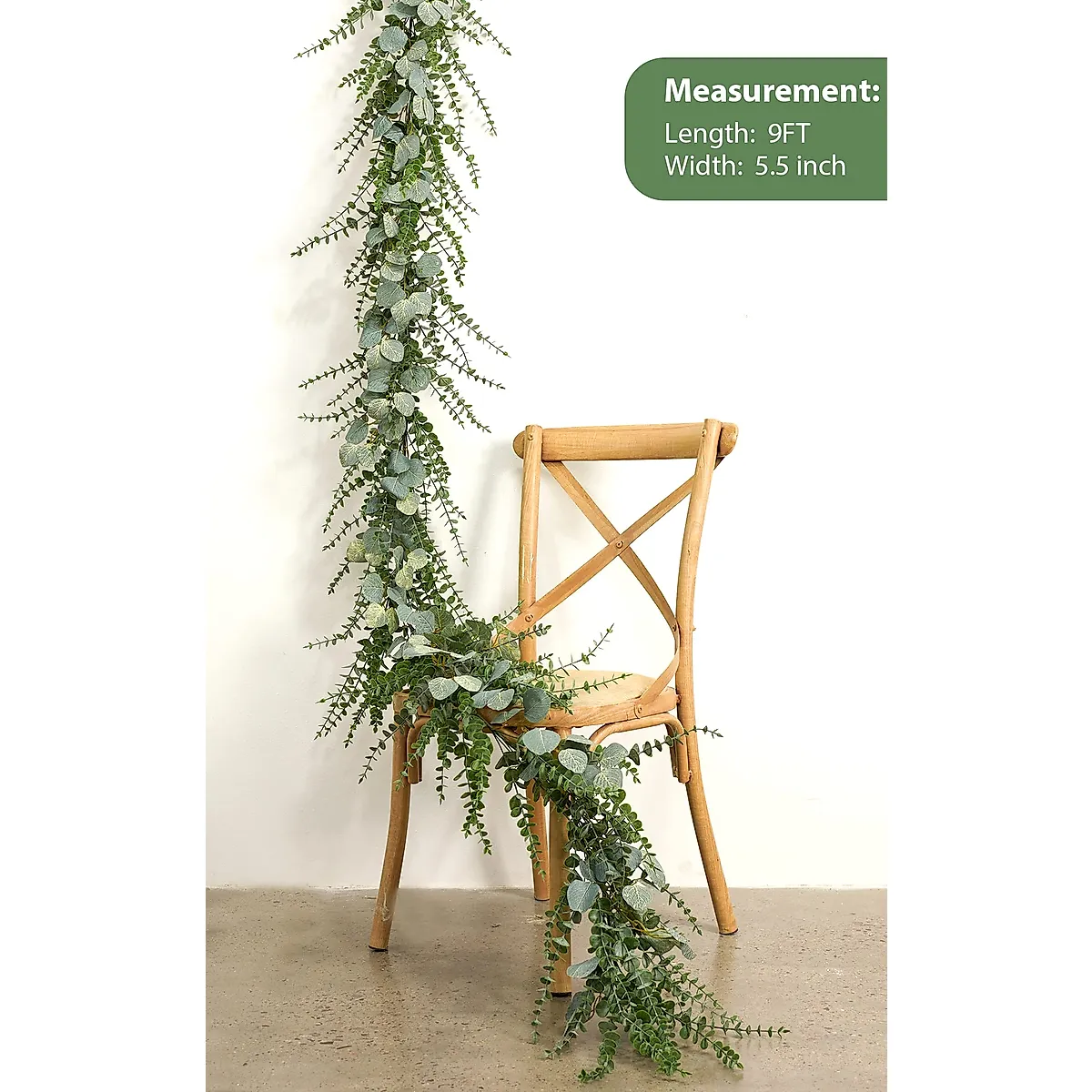 Clycaloor 9 FT Eucalyptus Greenery Garlands for Table, Artificial Long Greenery Garlands, Spring Green Eucalyptus Garland for Wedding, Mantle, Party, Home Decor
