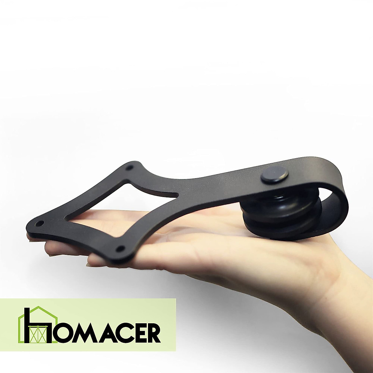 Homacer Mini Black Rustic Non-Bypass Sliding Barn Door Hardware Kit, for One/Single Door, 48-inch Long Flat Track, Diamond Design Roller, Cabinet TV Stand Console Use…