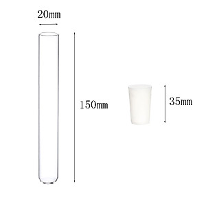 Glass Test Tubes with Rubber Stoppers 150mm x 20mm Pack of 10 and 1pcs Brush …