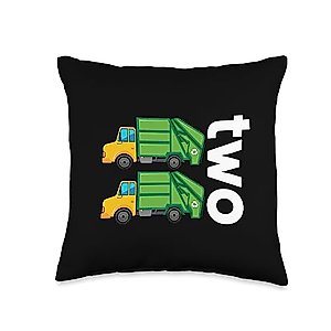 Garbage Truck Trash 2 Years Old 2nd Birthday Kid Cool Party Throw Pillow