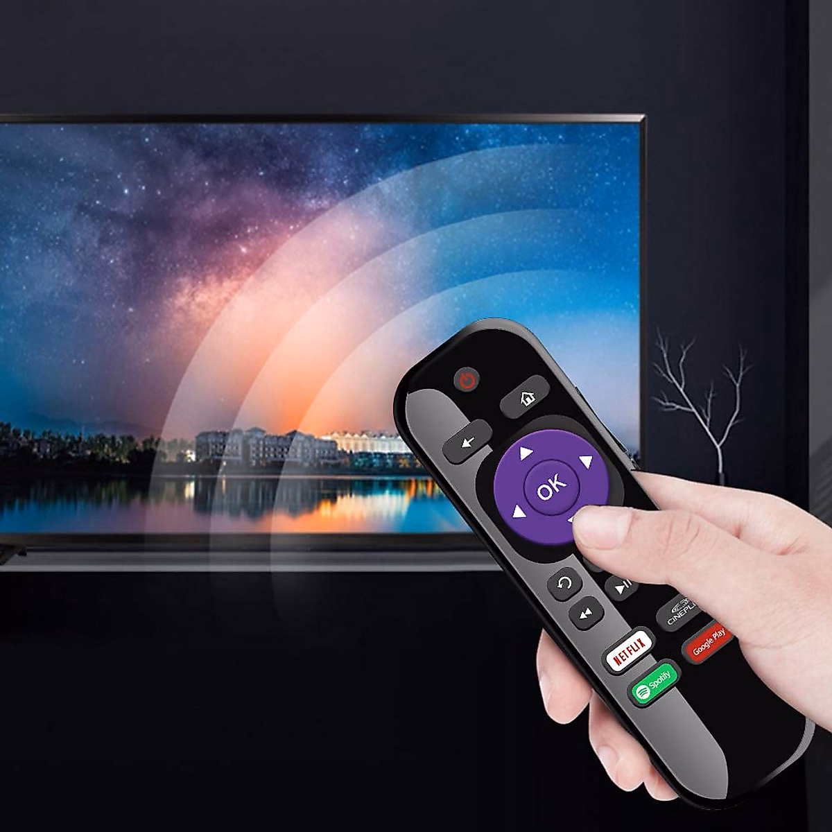 Gvirtue NS-RCRUS-17 Universal Remote Control Replacement for Insignia Roku TV Remote All Insignia Roku Smart LED TV with Spotify, Cineplex, Netflix, Google Play (Model Year 2016 2017 2018 2019 2020)